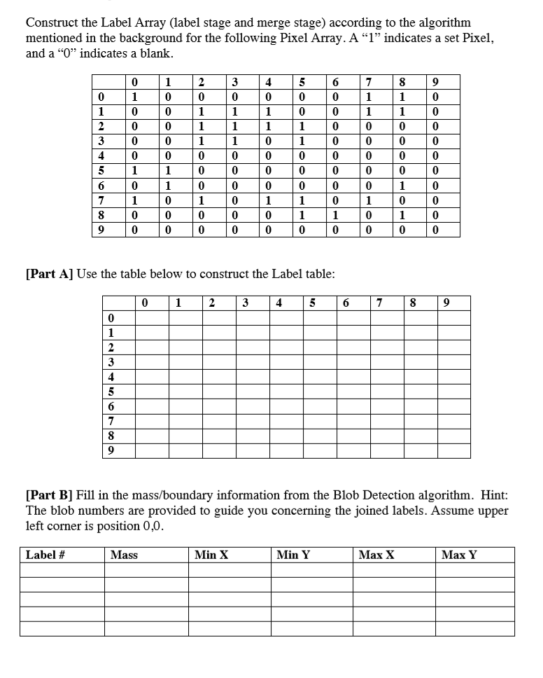 Construct the Label Array (label stage and merge | Chegg.com