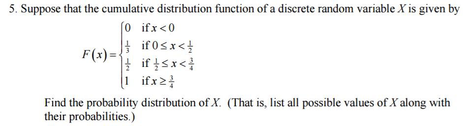Solved Suppose that the cumulative distribution function of | Chegg.com