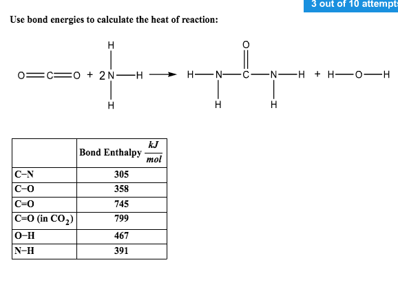 Solved Use bond energies to calculate the heat of reaction: | Chegg.com