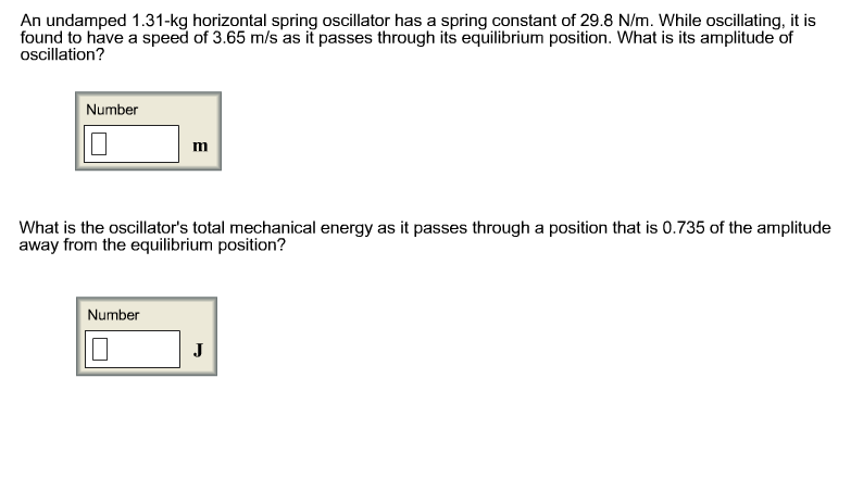 Solved An undamped 1.31-kg horizontal spring oscillator has | Chegg.com