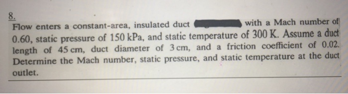 Flow enters a constant-area, insulated duct with a | Chegg.com