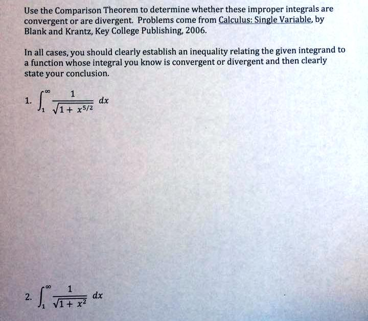 Solved Use the Comparison Theorem to determine whether these | Chegg.com