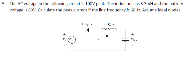 Solved The AC voltage in the following circuit is 100V peak. | Chegg.com