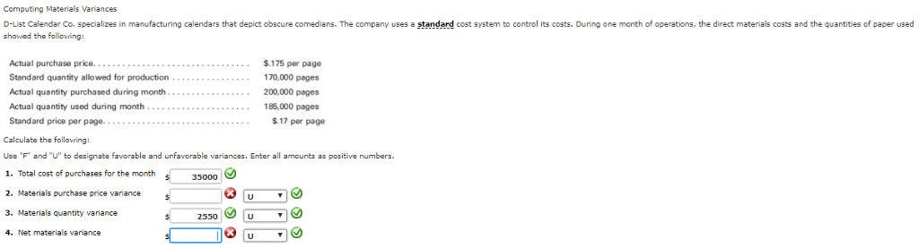 Solved Computing Materials Variances D-List Calendar Co. | Chegg.com Solved Computing Materials Variances D-List Calendar Co. | Chegg.com