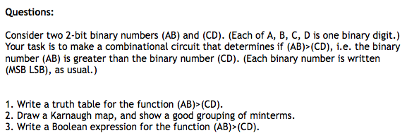 Solved Consider two 2-bit binary numbers (AB) and (CD). | Chegg.com