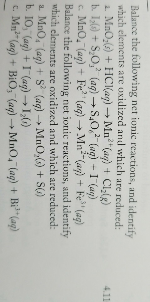 Solved Balance the following net ionic reactions, and identi | Chegg.com