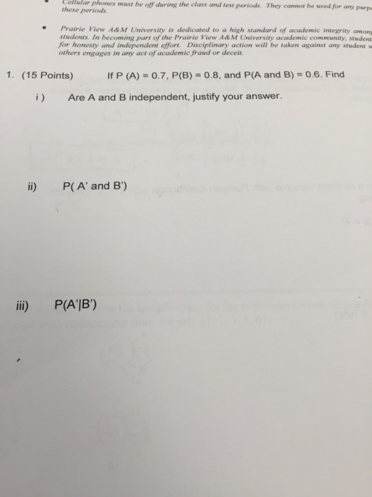 Solved If P (A) = 0.7, P(B) = 0.8, and P(A and B) = 0.6. | Chegg.com