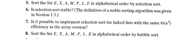 Solved Sort The List E X A M P L E In Alphabetical 