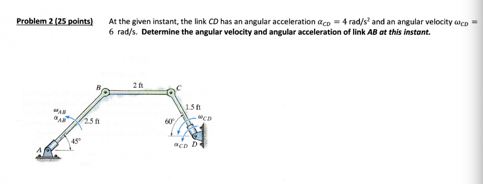 Problem 2 At the given instant, the link CD has an | Chegg.com