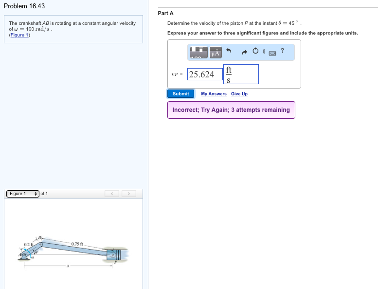 Solved The crankshaft AB is rotating at a constant angular | Chegg.com