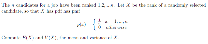 Solved Find the expected value and variance of pmf. I | Chegg.com
