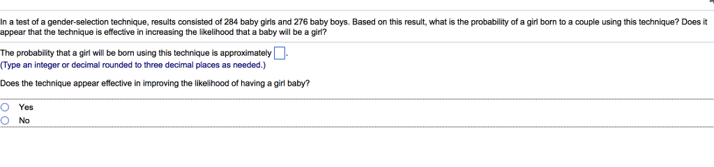Solved In A Test Of A Gender Selection Technique Results 4011