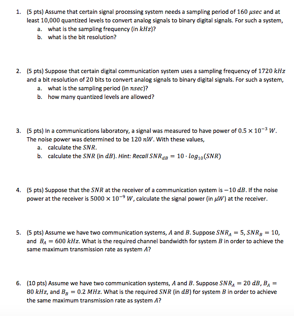 Solved Assume that certain signal processing system needs a | Chegg.com