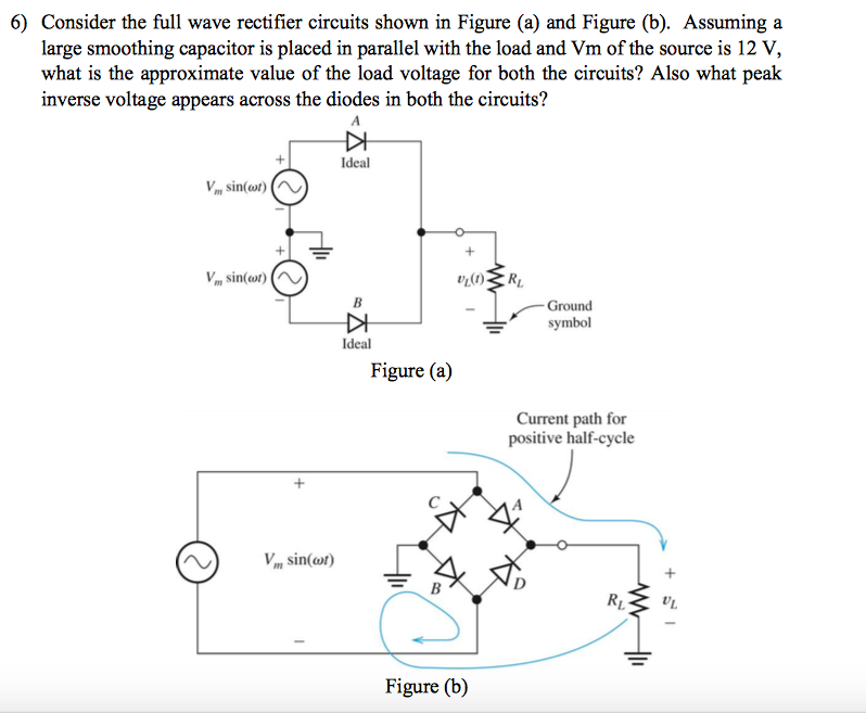 Solved 6) Consider the full wave rectifier circuits shown in | Chegg.com
