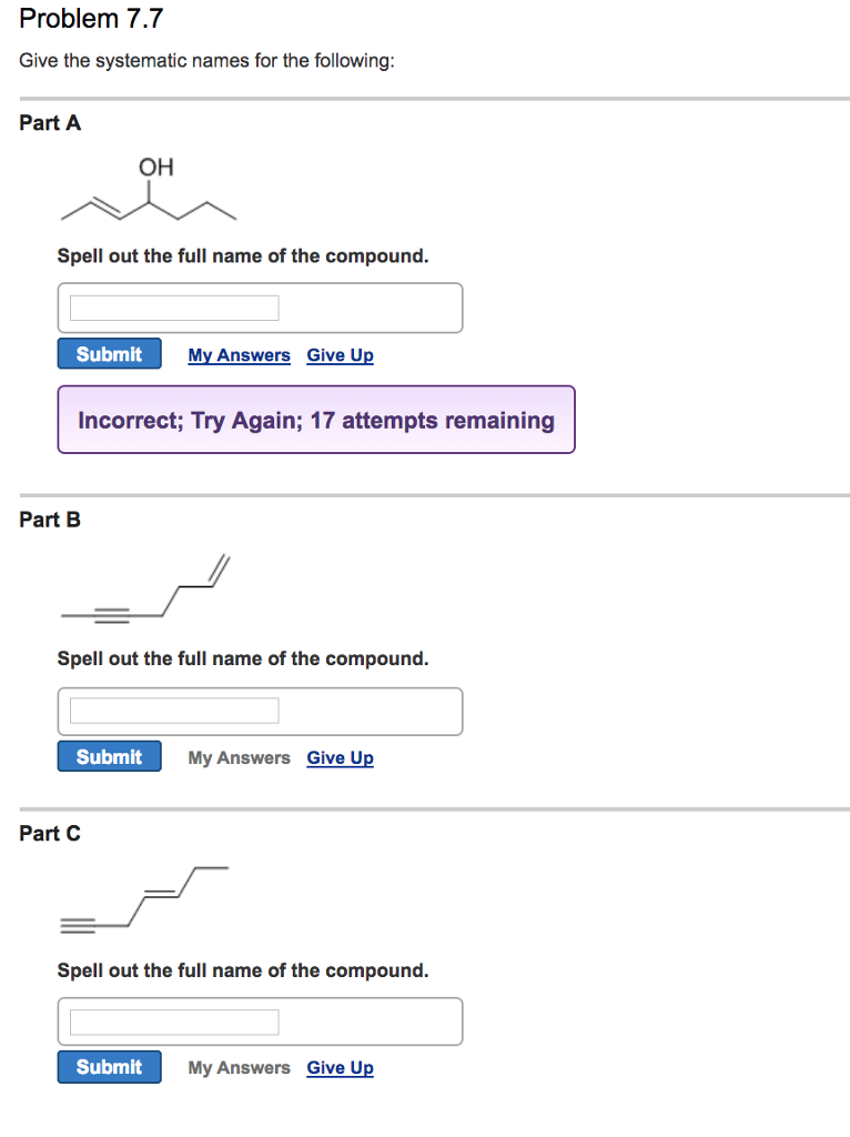 Solved Problem 7.7 Give the systematic names for the | Chegg.com