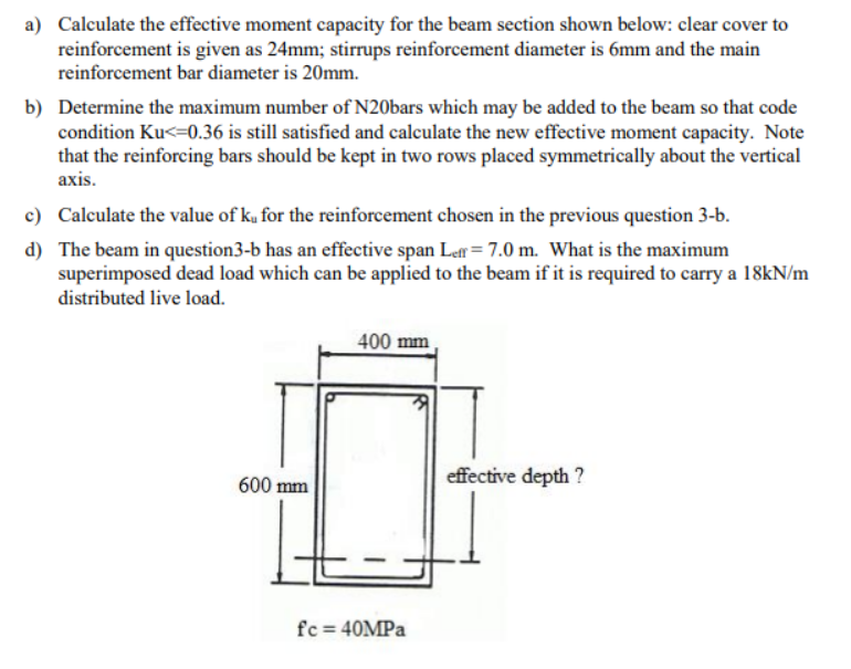 Solved Calculate the effective moment capacity for the beam | Chegg.com