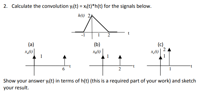 Solved 2. Calculate the convolution y(t)-x(t)*h(t) for the | Chegg.com