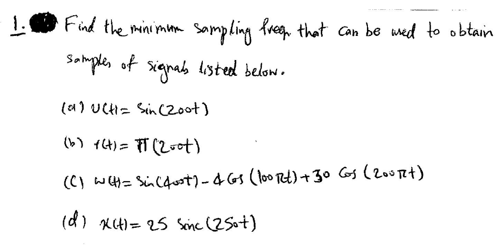 Solved Find The Minimum Sampling Frequency That Can Be Used