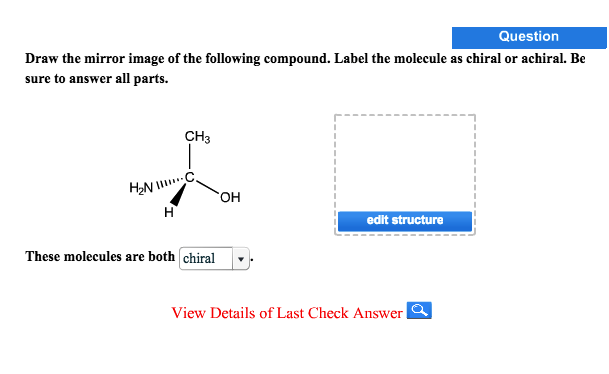 Solved Draw the mirror image of the following compound. | Chegg.com