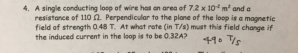 Solved A single conducting loop of wire has an area of 7.2 | Chegg.com