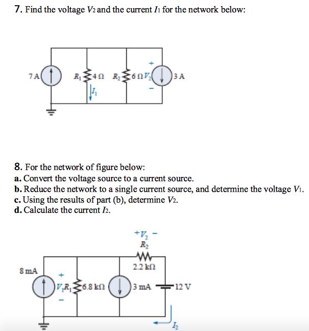 Solved Find the voltage V_2 and the current I_1 for the | Chegg.com