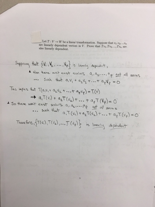 Solved Let T : V rightarrow W be a linear transformation. | Chegg.com