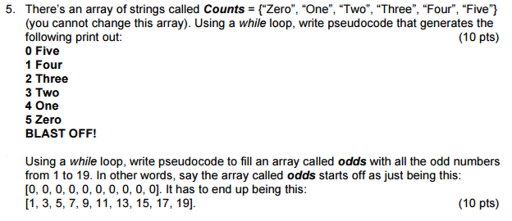 Solved There's an array of strings called Counts = {"Zero". | Chegg.com