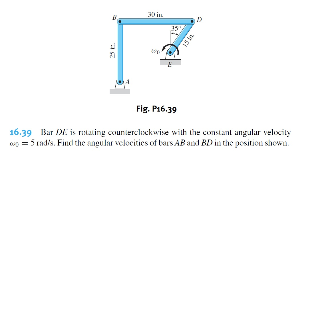 Solved Bar DE is rotating counterclockwise with the constant | Chegg.com
