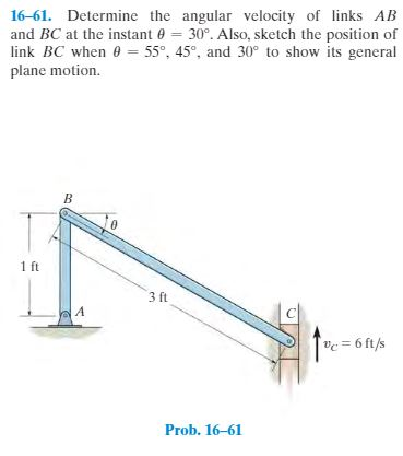 Solved Determine the angular velocity of links AB and BC at | Chegg.com