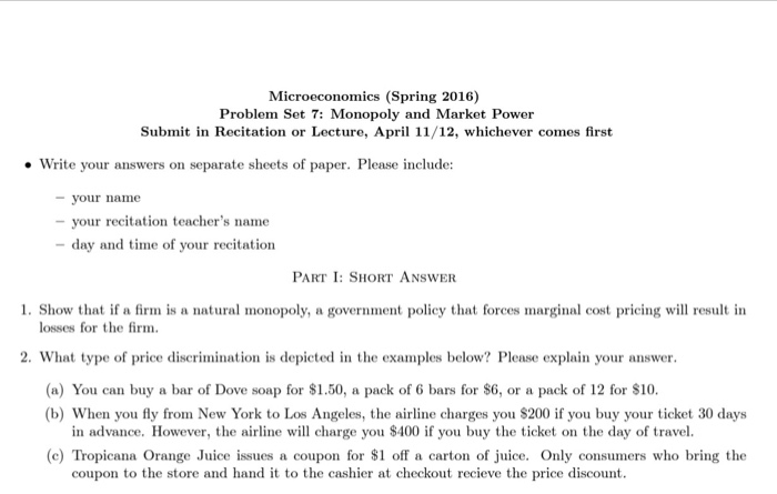 Solved Write your answers on separate sheets of paper. | Chegg.com