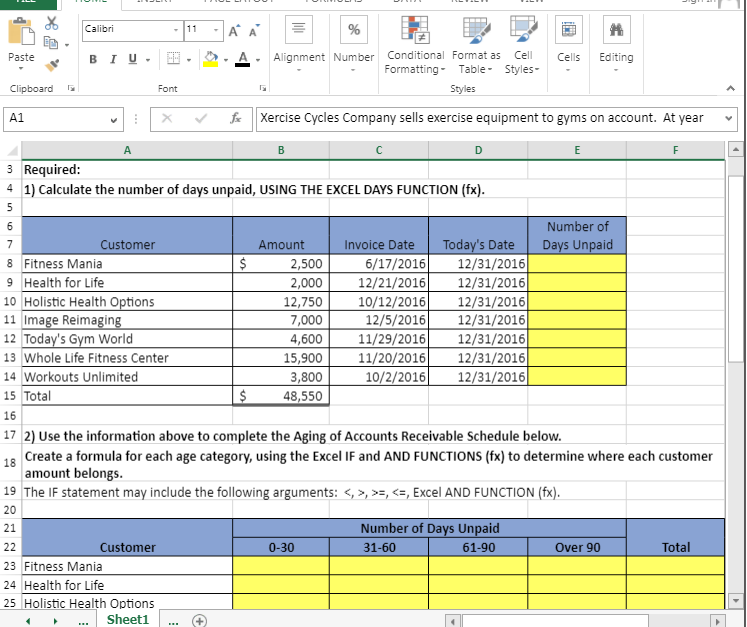 Solved Calibri Paste B I U A Alignment Number Conditional | Chegg.com