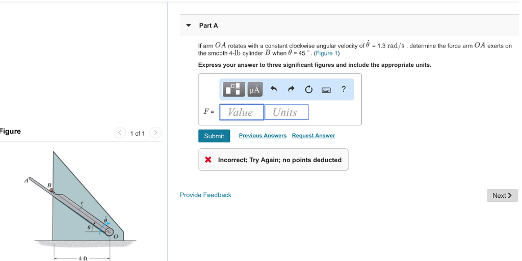 Solved Part A lf arm OA rotates with a constant clockwise | Chegg.com