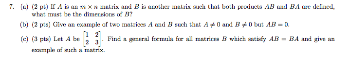 Solved If A is an m Times n matrix and B is another matrix | Chegg.com