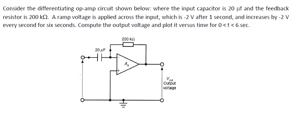 Solved Consider the differentiating op-amp circuit shown | Chegg.com