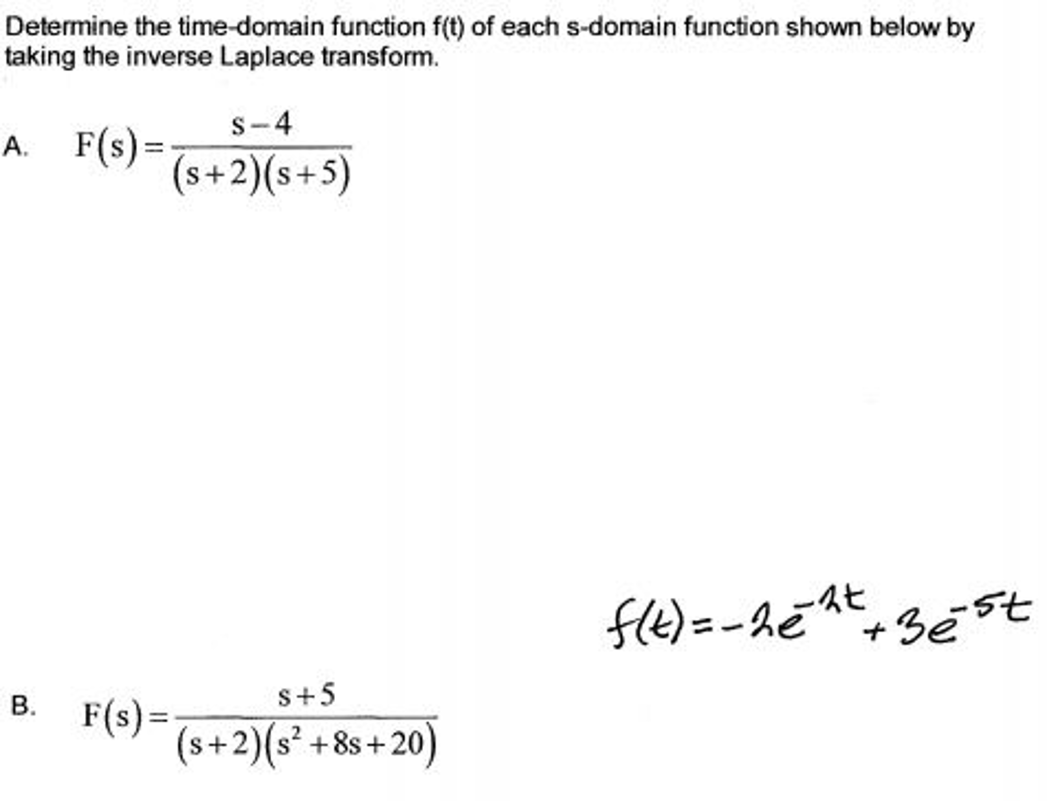 Solved Determine the time-domain function f(t) of each | Chegg.com