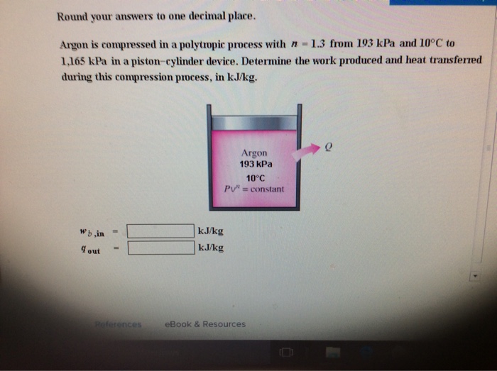 Solved Argon Is Compressed In A Polytropic Process With N