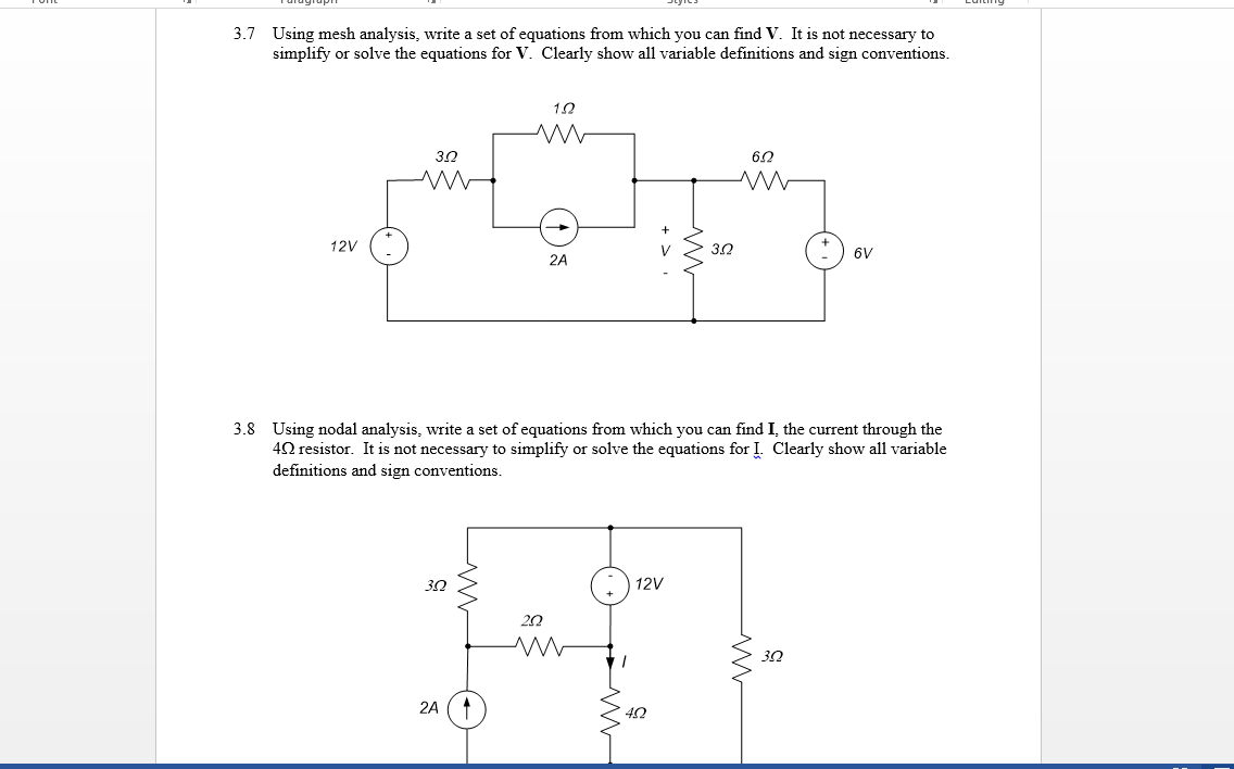 Solved Using mesh analysis, write a set of equations from | Chegg.com