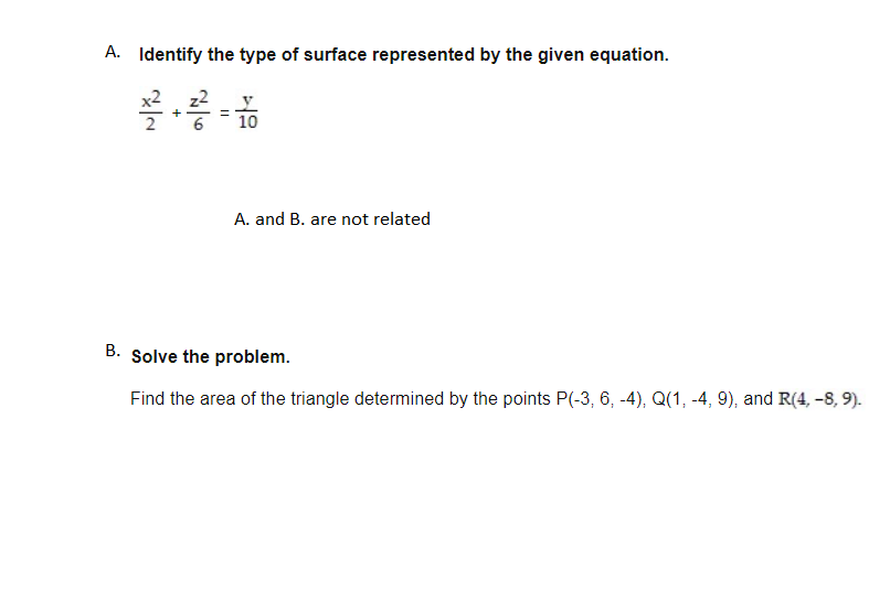 Solved A. Identify the type of surface represented by the | Chegg.com