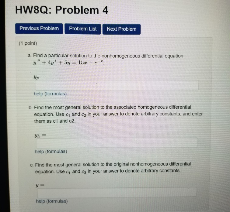 Solved HW8Q: Problem 4 Previous Problem Problem List Next | Chegg.com