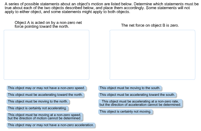 Solved A series of possible statements about an object's | Chegg.com
