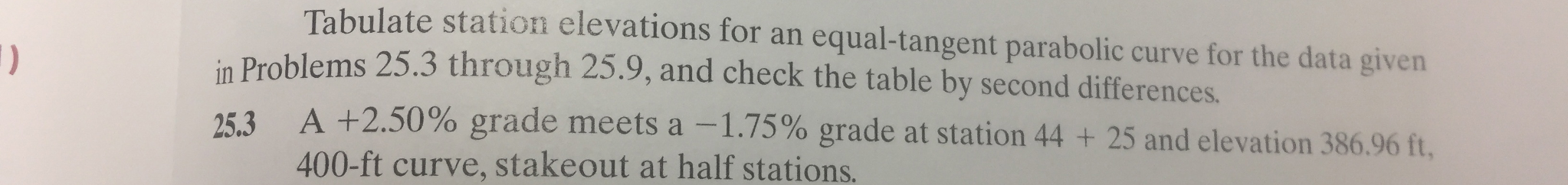 Solved Tabulate station elevation for equal-tangent | Chegg.com