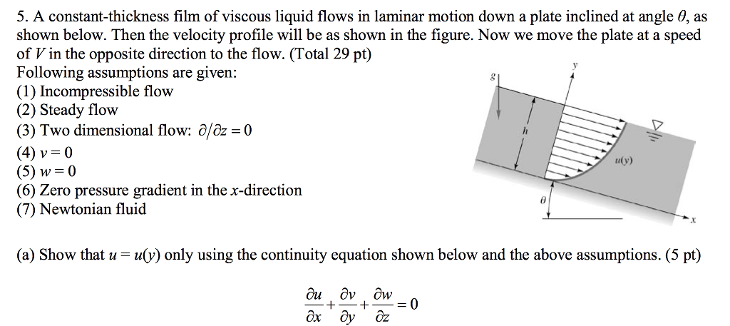 Solved 5. A constant thickness film of viscous liquid flows | Chegg.com