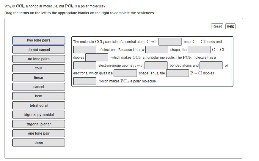 Solved Why is CCl4 a nonpolar molecule, but PC3 is a polar | Chegg.com
