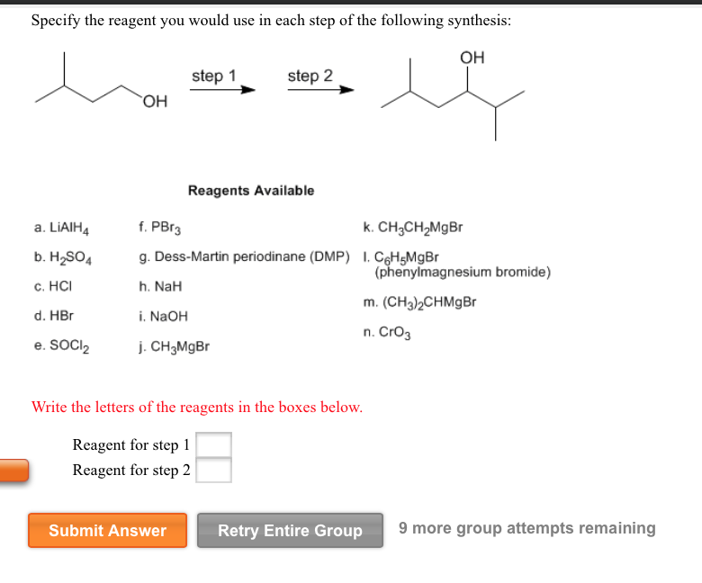 Solved Specify the reagent you would use in each step of the | Chegg.com
