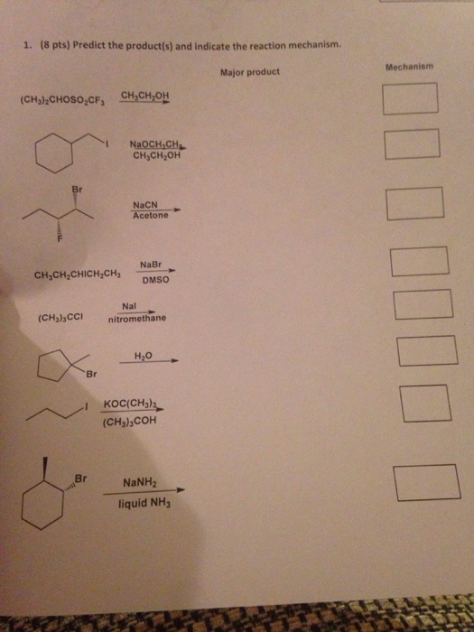 Solved Predict the product(s) and indicate the reaction | Chegg.com