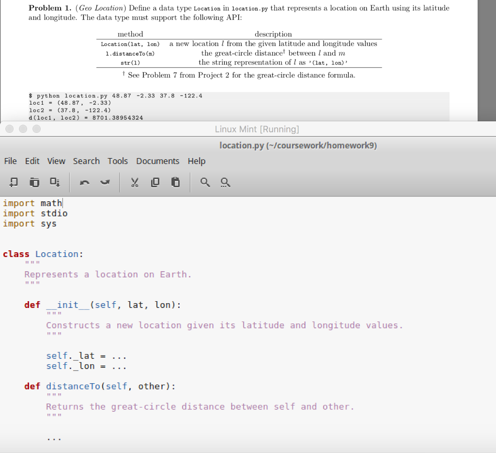 Solved Problem 1. (Geo Location) Define a data type Location | Chegg.com