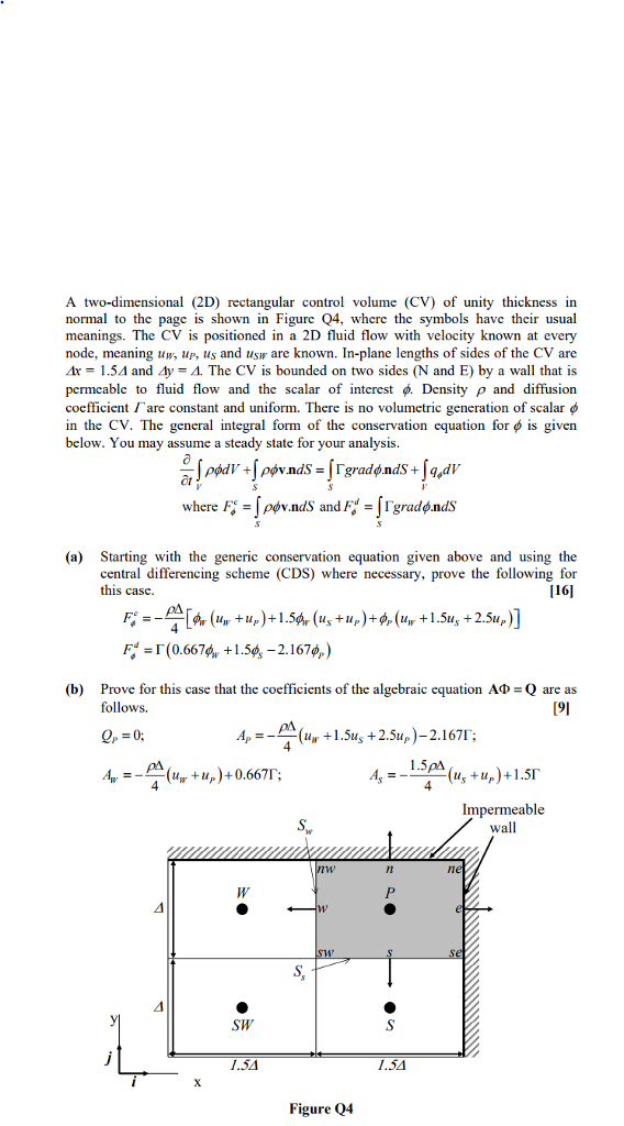 A two-dimensional (2D) rectangular control volume | Chegg.com
