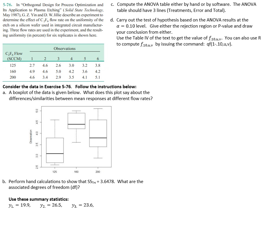 5-76. In ''Orthogonal Design for Process Optimization | Chegg.com