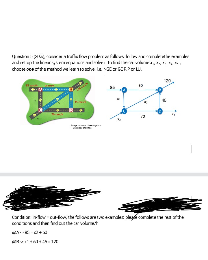 Solved Question 5 (20%), consider a traffic flow problem as | Chegg.com