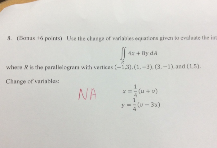 Solved Use the change of variables equations given to | Chegg.com